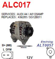 Alternator SG12B Audi A4 / A6 / A8 12V 120A - ALC017 – Great Brands Direct