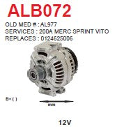 Alternator Mercedes-Benz Sprinter / Vito / Viano CDi 2.1L E10 12V 200A ...