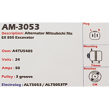 Alternator Hitachi EX850 Excavator 24V 50A A4TU - AM-3053 – Great ...