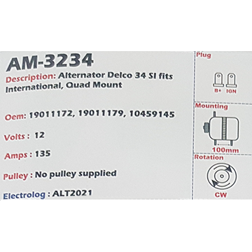 Alternator 34SI 12V 135A - AM-3234 – Great Brands Direct