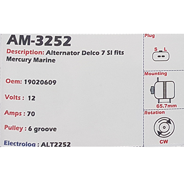 Alternator Mercury Marine 7SI 12V 70A - AM-3252 – Great Brands Direct