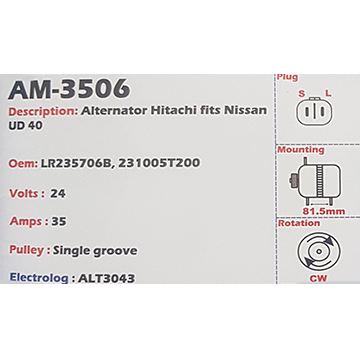 Alternator Nissan UD40 24V 35A - AM-3506 – Great Brands Direct