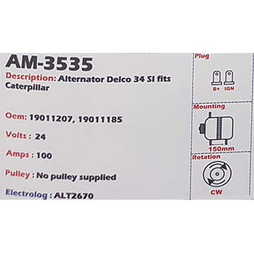 Alternator Caterpillar 34SI 24V 75A - AM-3535 – Great Brands Direct