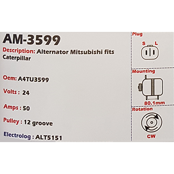 Alternator Caterpillar 24V 50A A4TU - AM-3599 – Great Brands Direct