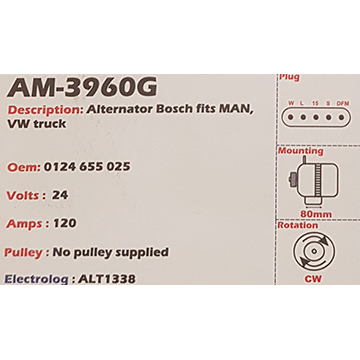 Alternator MAN 24V 120A HD10LEB - AM-3960G – Great Brands Direct