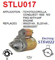 Starter Toyota Corolla 1.6L 16V sport GLX (4AF - 4AFE - 7AFE) S90 12V ...